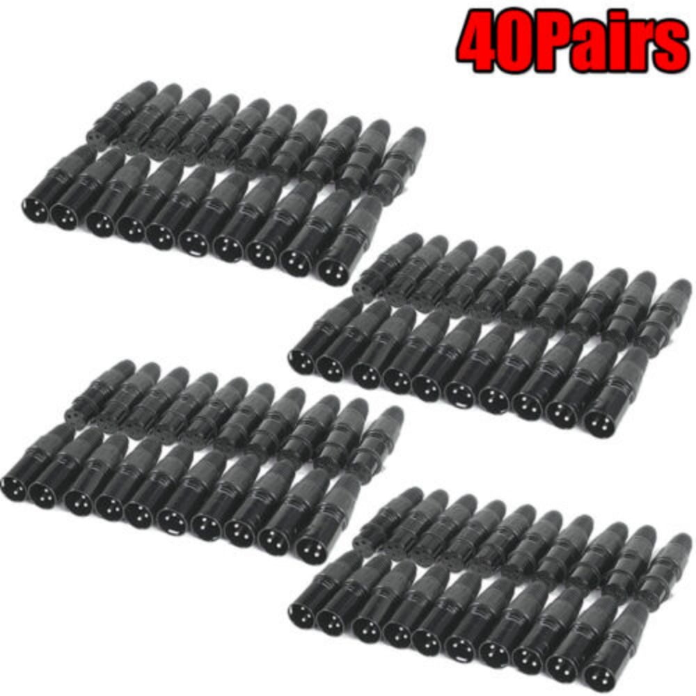 EROCK 10/20/30/40Pair XLR DMX 3 Pin Male&Female MIC Connector Plug ...