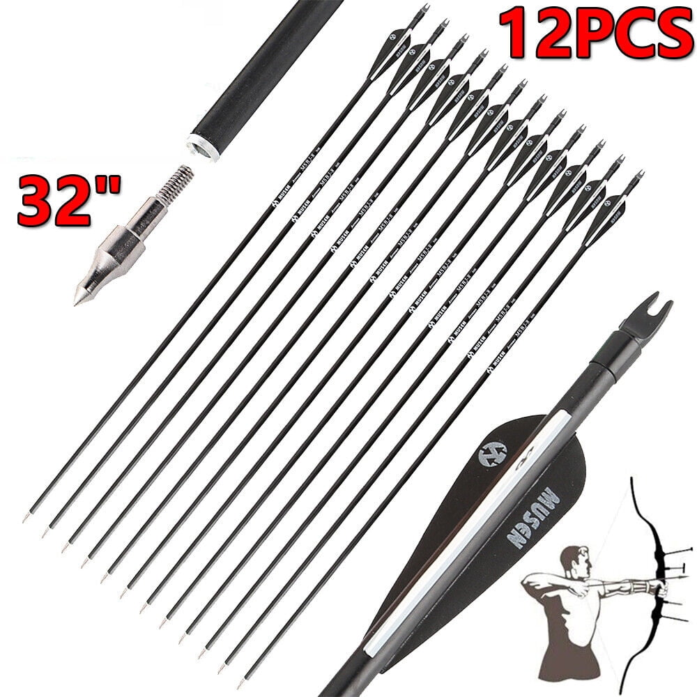 EROCK 12PCS 28-inch Carbon Arrows OD 7.8mm Archery Hunting For Recurve ...