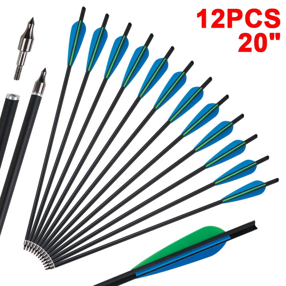 EROCK 12Pcs 20 inch Crossbow Bolts Carbon Arrows Half Moon Nocks 8.8mm ...
