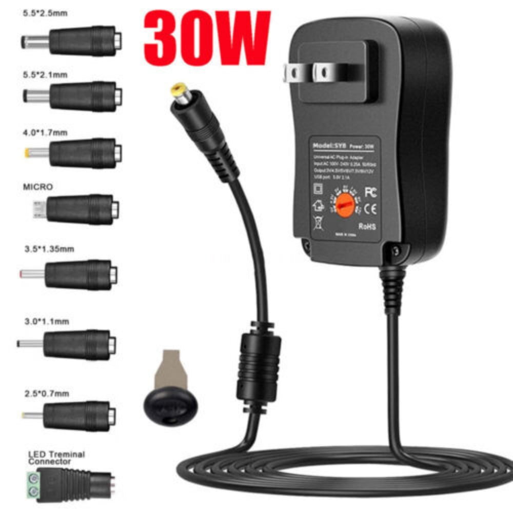 EROCK 12W / 30W 3V~12V Adjustable Power Adapter Muti Universal AC To DC ...