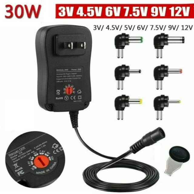EROCK 12W / 30W 3V~12V Adjustable Power Adapter Muti Universal AC To DC ...