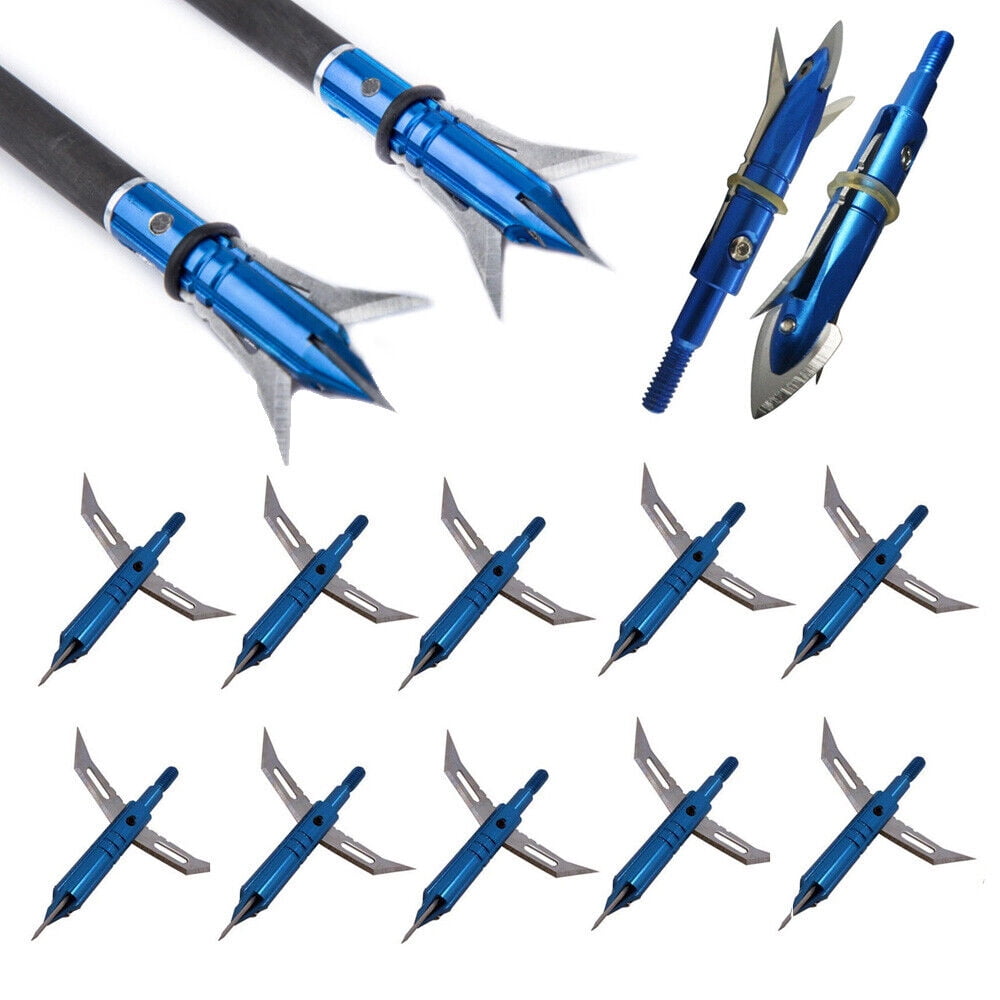 EROCK 12pcs 100 Grain Arrow Broadheads Arrows Tips for Compound Bow and ...