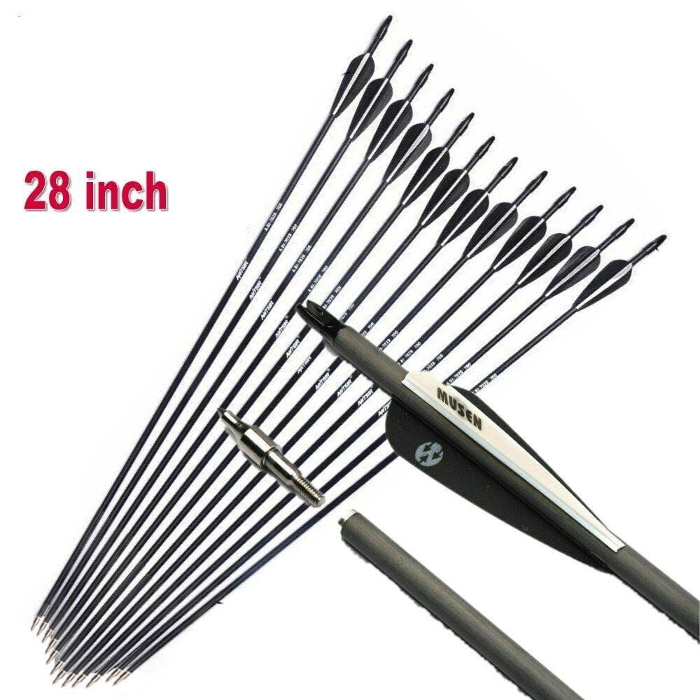 EROCK 12x 28 inch Carbon Arrows OD 7.8mm Spine 500 Archery Target ...