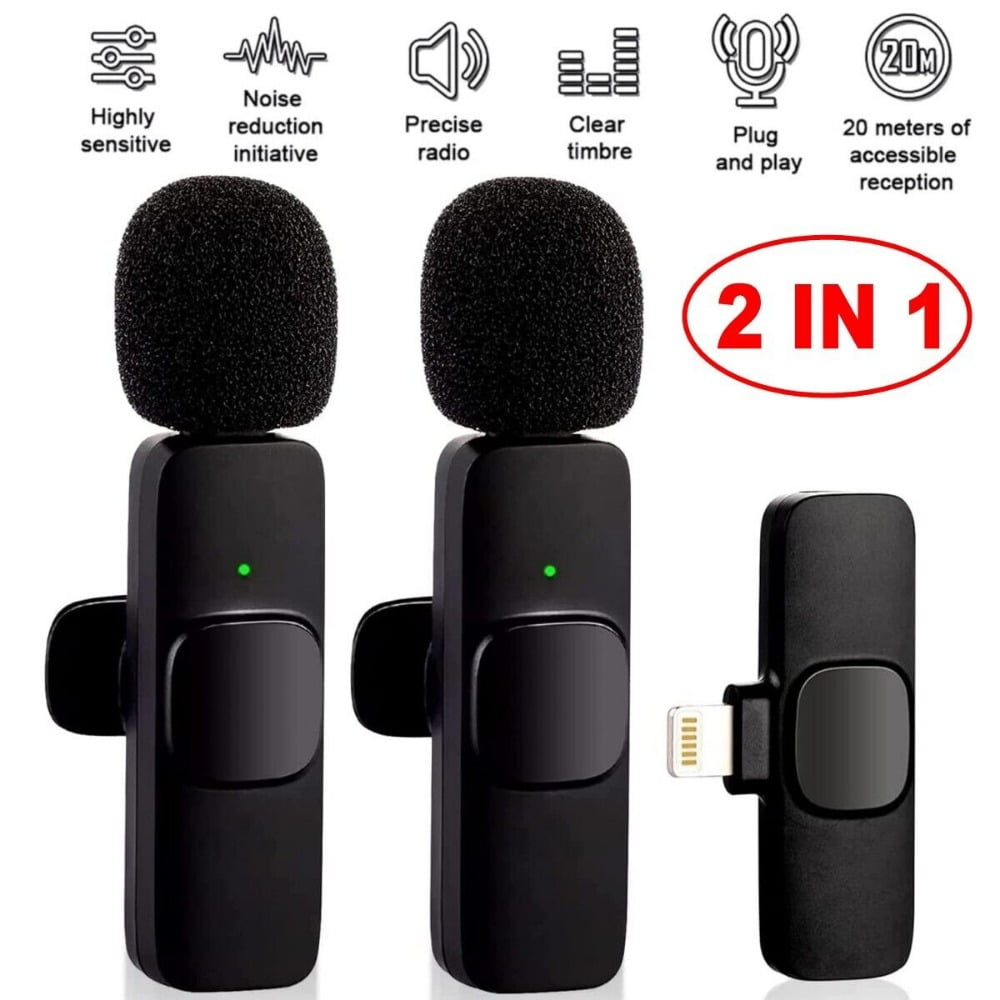EROCK 2 IN 1 Lavalier Wireless Microphone Audio Video Recording Mini ...