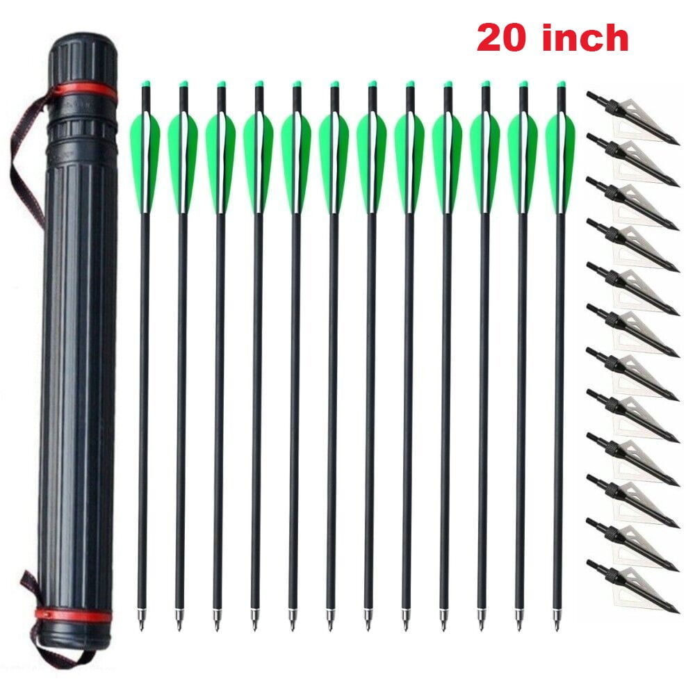 EROCK 20 inch Crossbow Bolts Carbon Arrows Target + 12x 100 grain ...