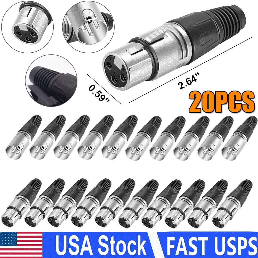 EROCK 20Pcs 10 Male and 10 Female 3 Pin XLR Solder Type Plug Audio ...