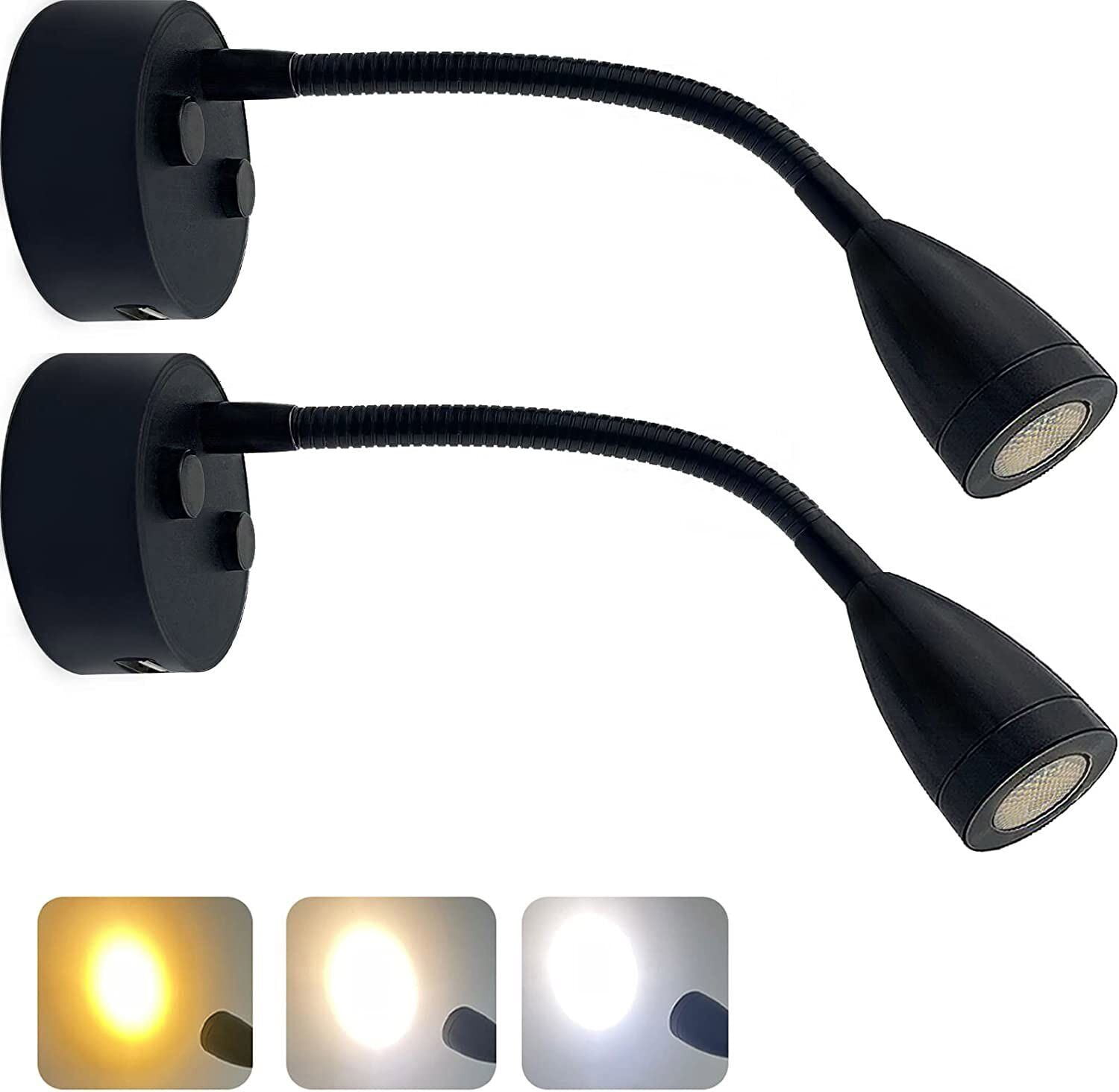 EROCK 2PCS 12V LED Reading Light Wall Mount USB Interior Bedside Book ...