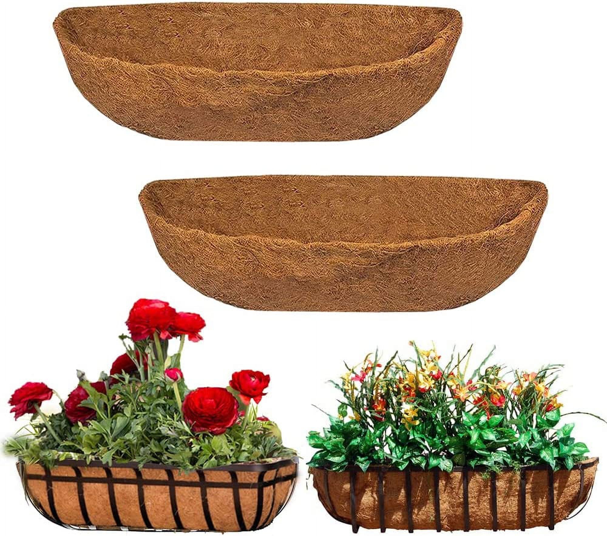 EROCK 2PCS Coco Liner Trough Coco Liner for Planters, 24/30/36/48 inch Half Moon Shape Trough ...