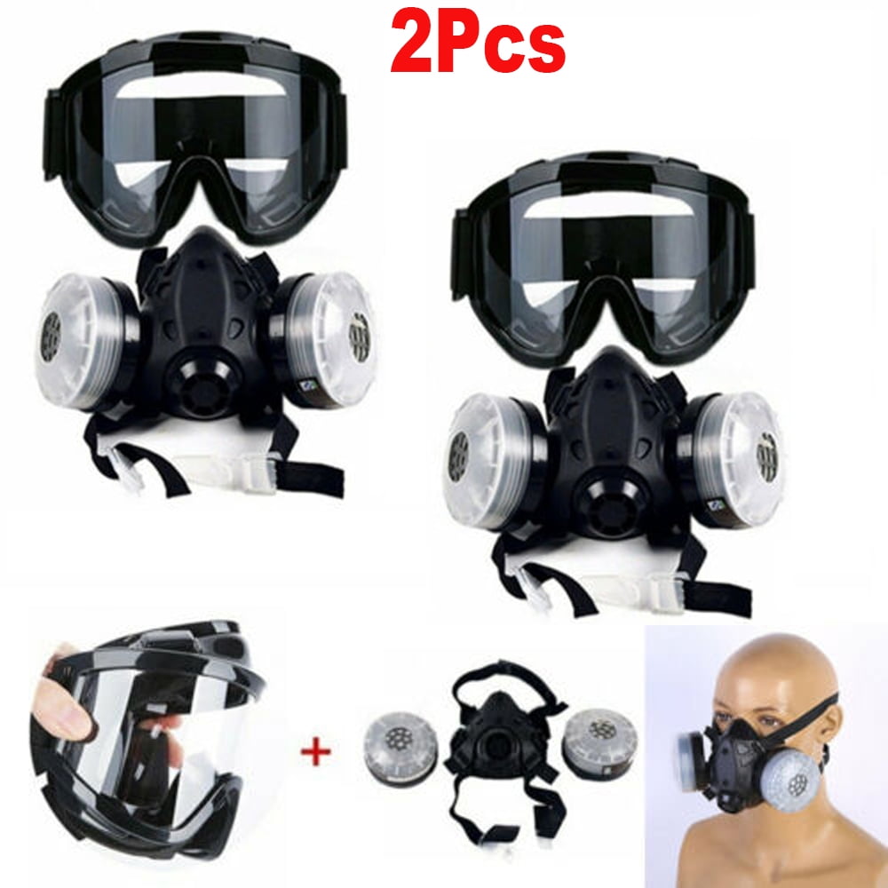 EROCK 2Pcs Gas Mask Half Face Respirator Dual Filter Cartridge Work ...