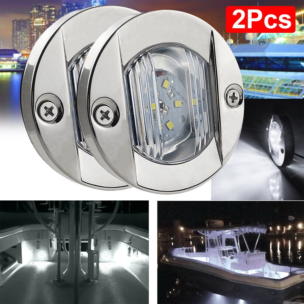 EROCK 2Pcs White Round Marine Boat LED Stern Transom Lights Cabin Deck ...