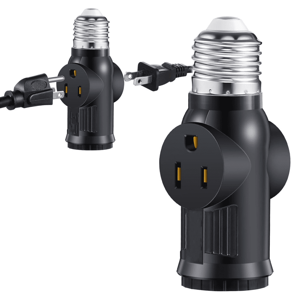 EROCK 3 Prong Light E26 E27 Bulb Outlet Socket Adapter Light Socket to ...