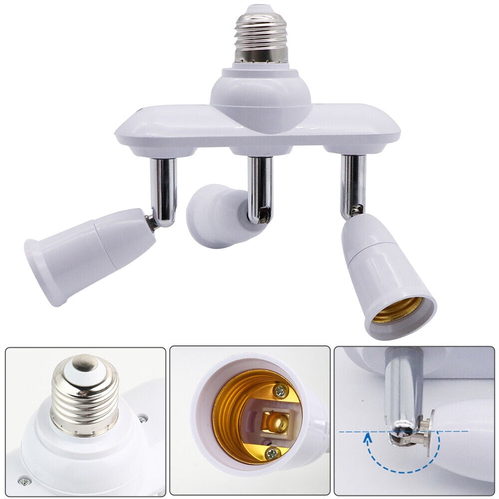EROCK 3 in 1 Light Socket Splitter E26 E27 Adapter Converter Horizontal ...