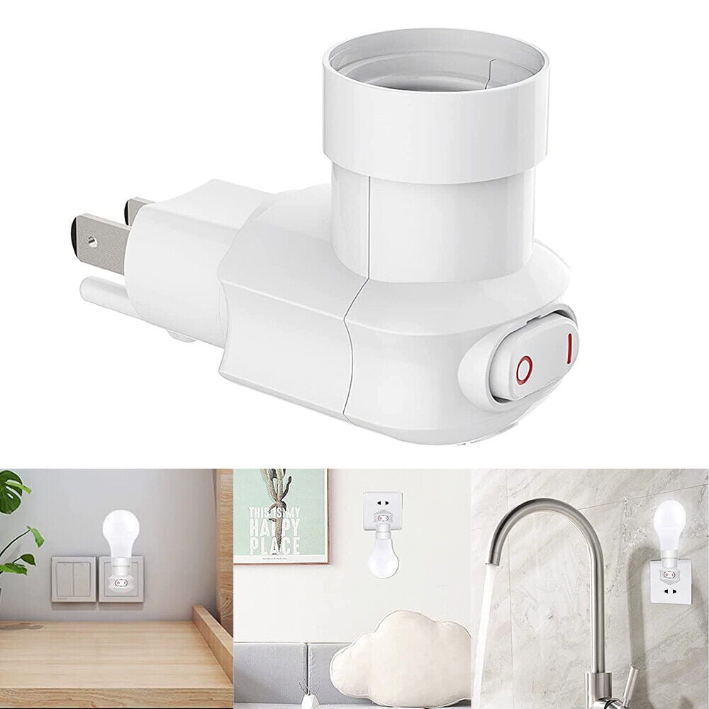 EROCK 360° E27 Plug in Light Socket Outlet to Light Bulb 3-Prong Outlet ...