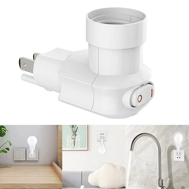 EROCK 360° E27 Plug in Light Socket Outlet to Light Bulb 3-Prong Outlet Socket Adapter - Walmart.com