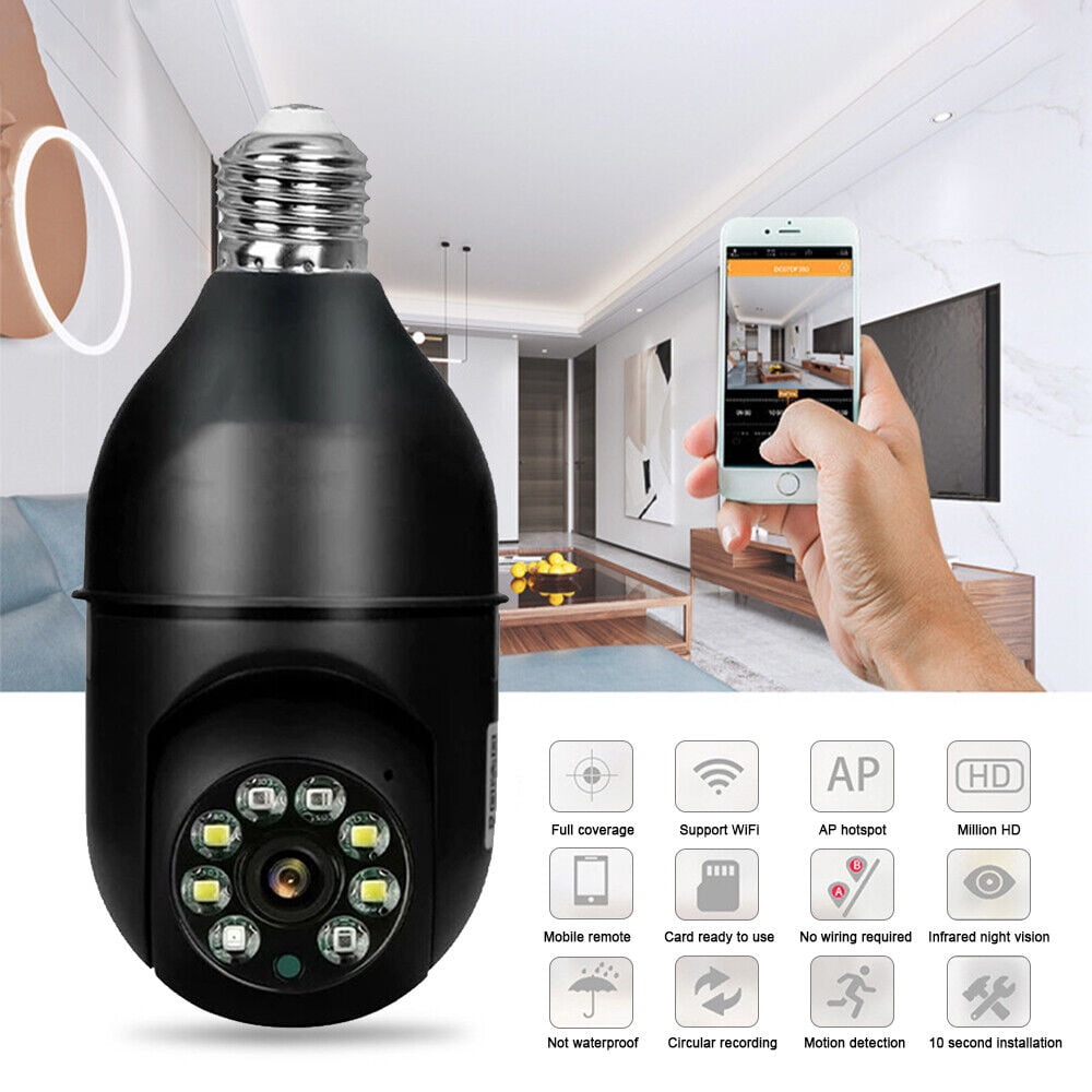 EROCK 360° Panoramic Wireless WiFi IP Camera E27 Light Bulb 1080P HD ...