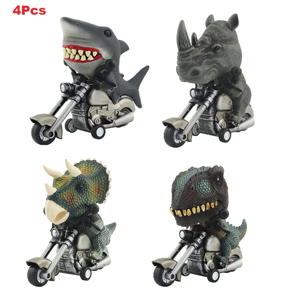 EROCK 4 Pack Pull Back Dinosaur Motorcycle Toys for 3 Year Old Boys and ...