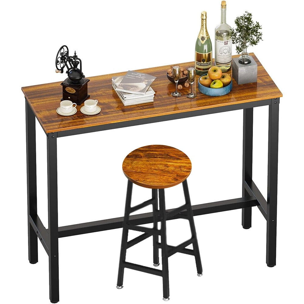 EROCK 47" Bar Table and Chair Set Metal Frame Bar Table Counter Height ...