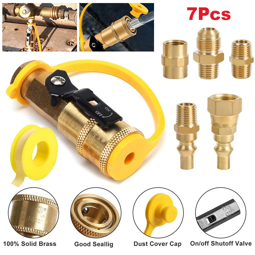 EROCK 7Pcs Quick Connect Fittings Adapter RV Propane Valve Kit X 1/4 ...