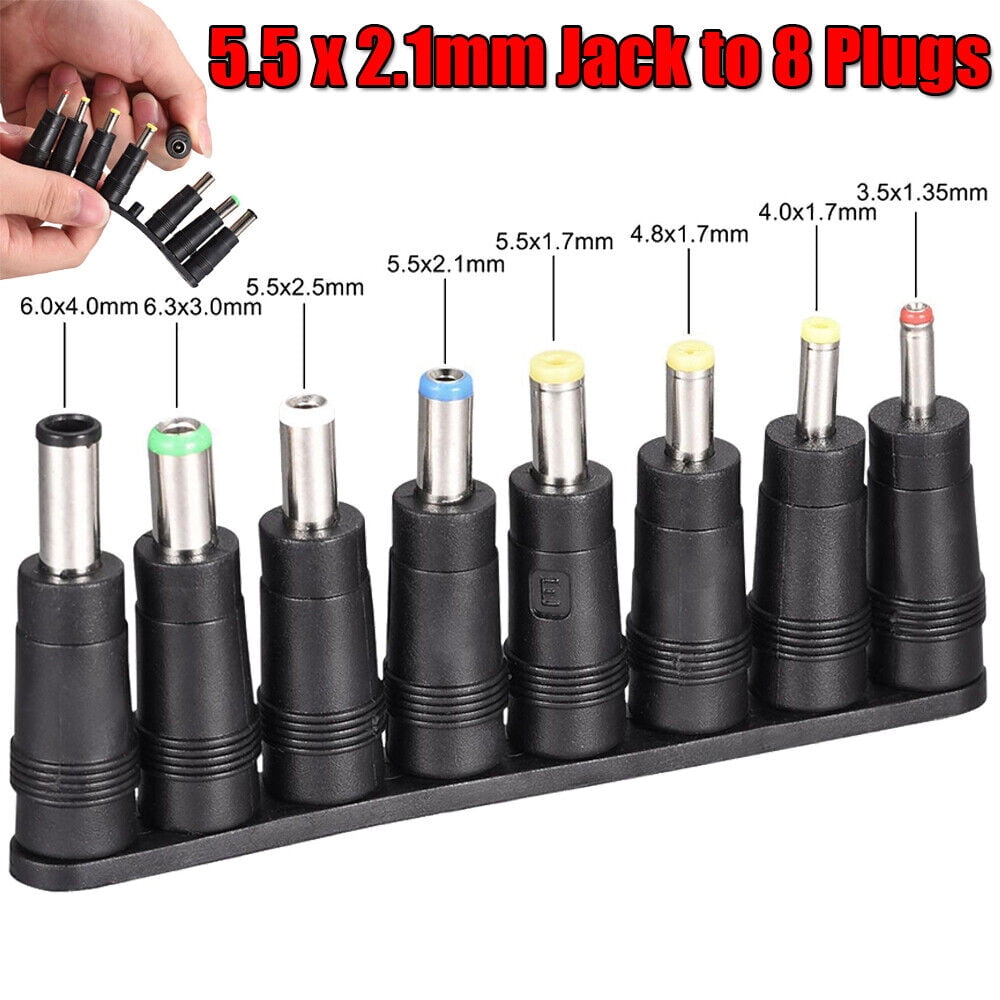EROCK 8 Tips DC Power Supply Adapter Plug Kit 5.5 x 2.1mm Converter ...