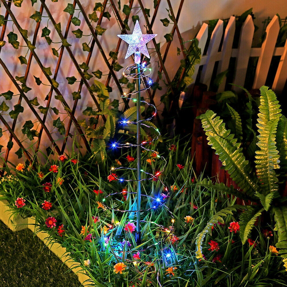 EROCK Christmas Tree Lights Solar 70 LED Lighted Tree Spiral Garden ...