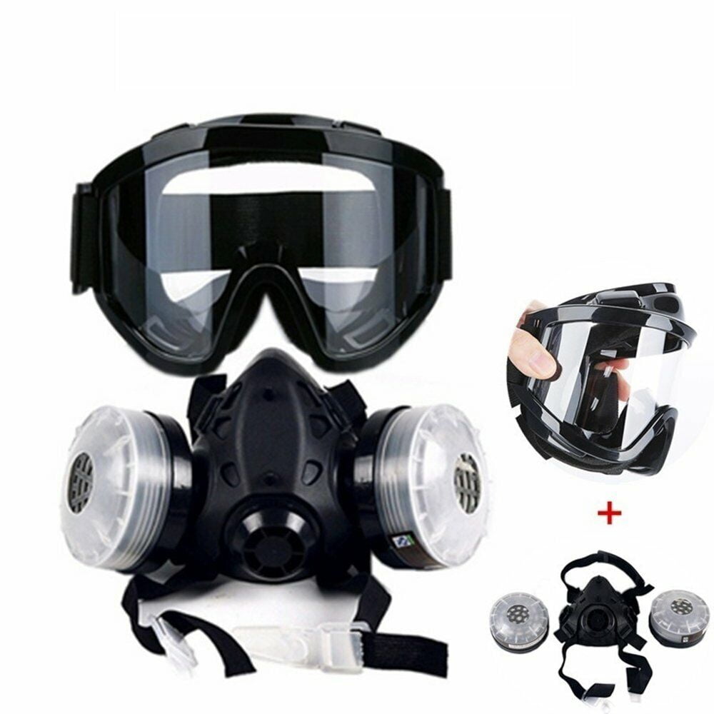 EROCK Half Face Gas Mask Dual Filter Cartridge Work Safety Chemical ...