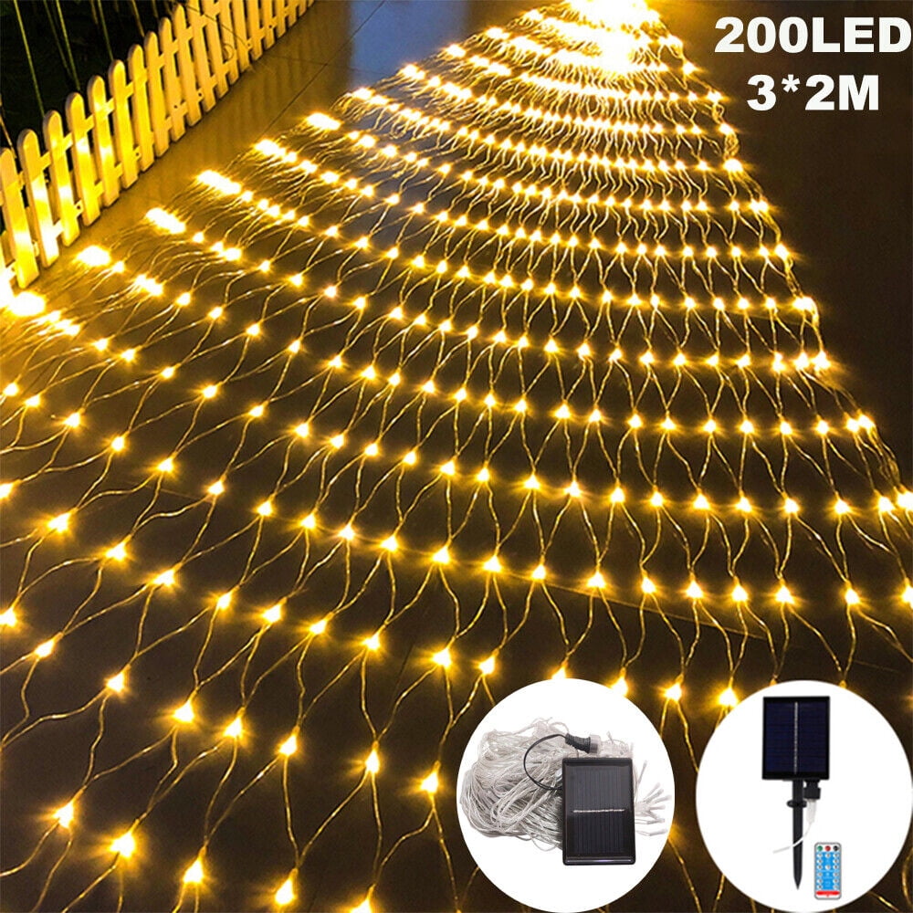 EROCK Solar Net Lights 200 LED 9.8Ftx6.6Ft Outdoor Net Mesh Lights 8 ...