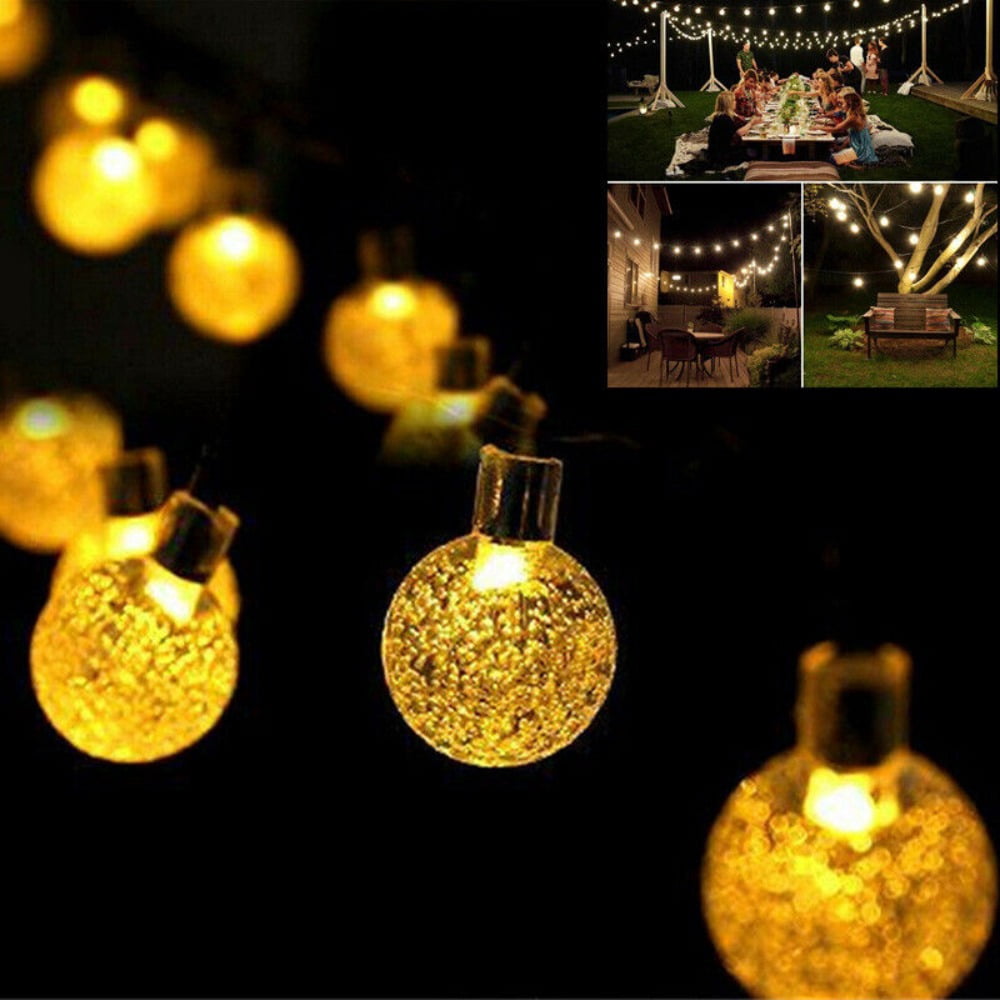 EROCK Solar String Fairy Lights Crystal Ball Garden Patio Lawn Yard ...