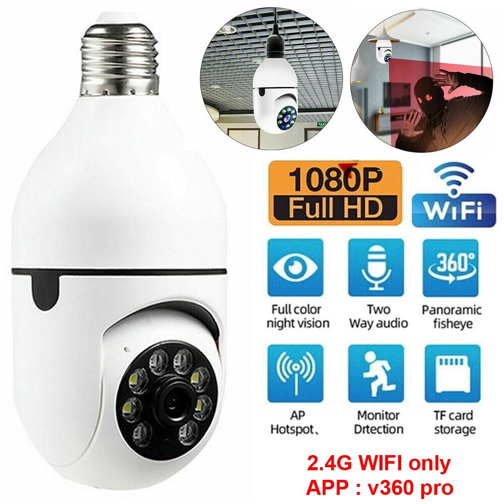 EROCK Wireless Light Bulb Security Camera Outdoor 2.4G WiFi 1080P Smart ...
