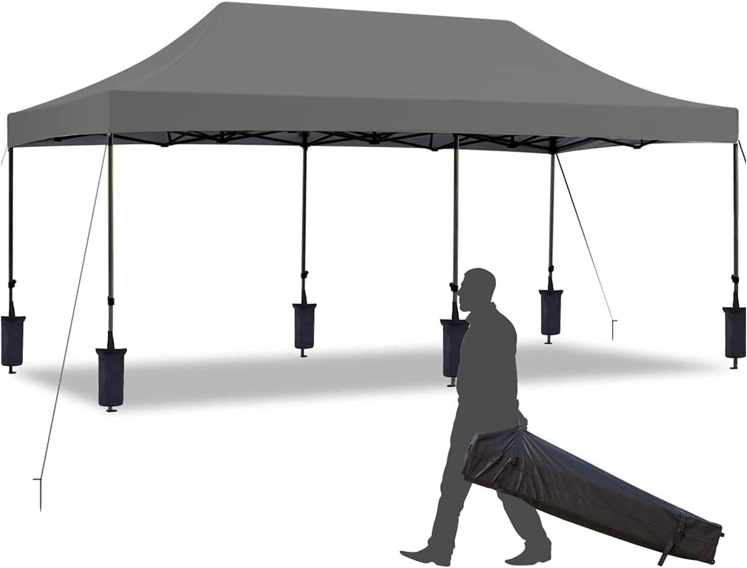 Erommy 10' x 20' Pop Up Canopy Tent, Easy up Heavy Duty Canopy with ...