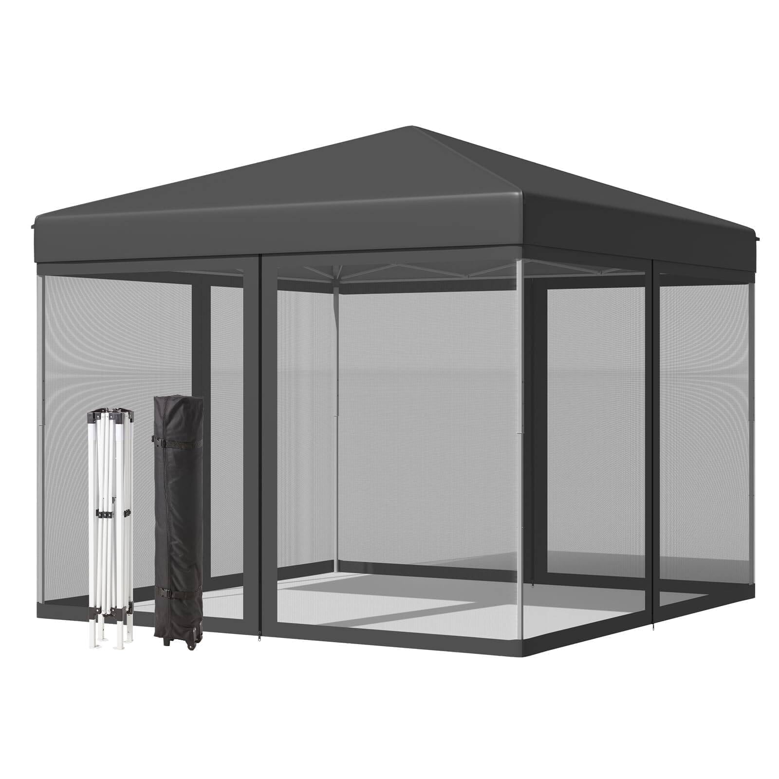 Erommy 10x10 Pop up Canopy Tent with 4 Mesh Curtains, Portable Gazebo ...