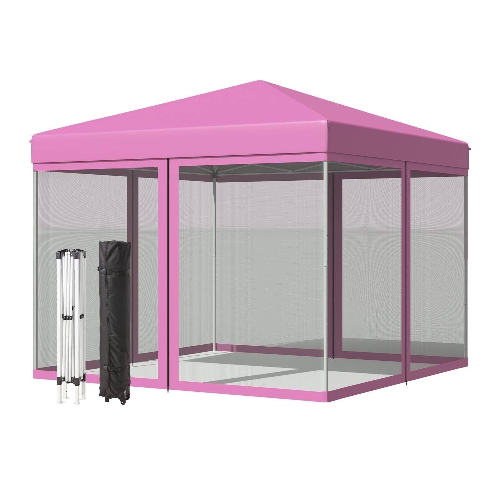 Erommy 10x10 Pop up Canopy Tent with 4 Mesh Curtains, Portable Gazebo ...
