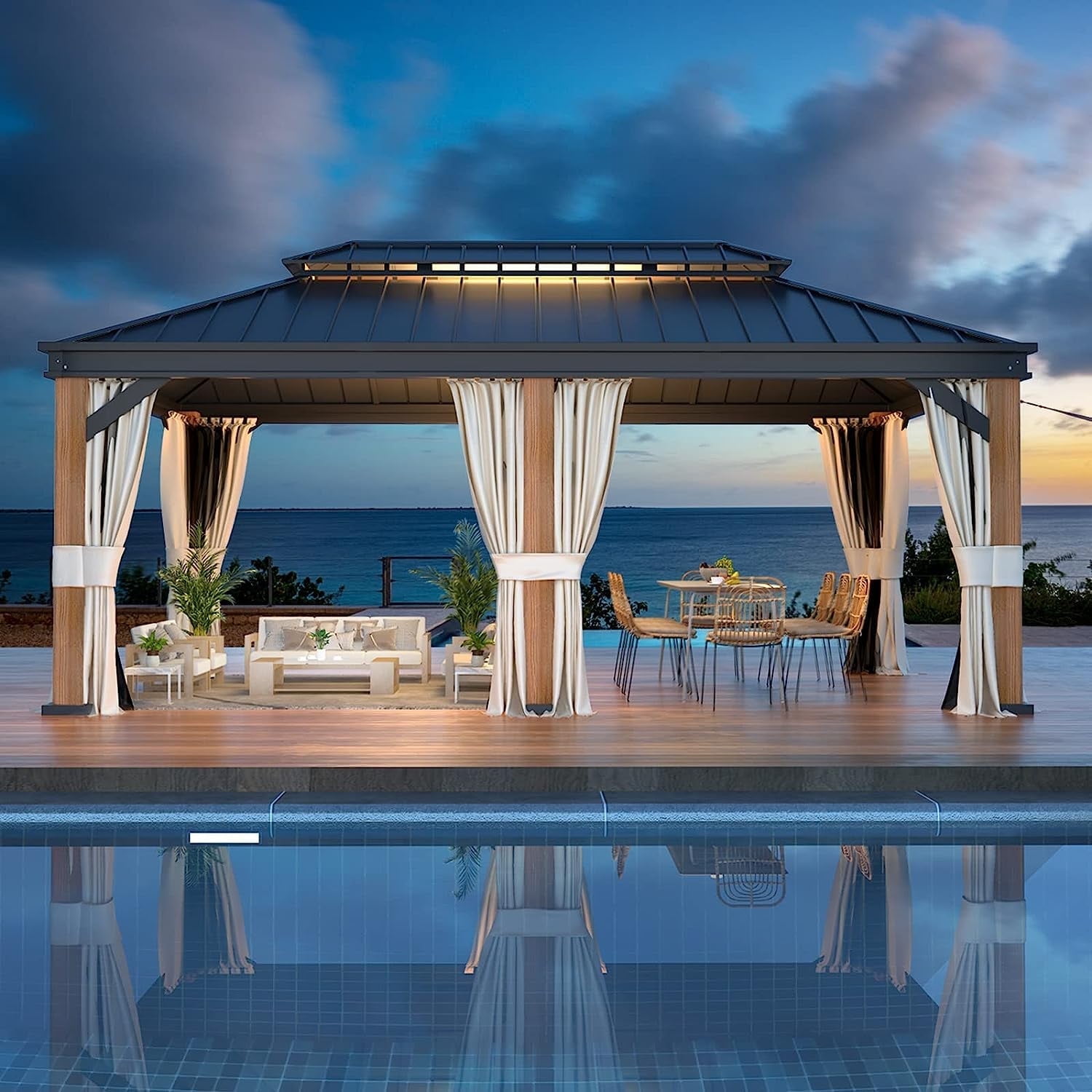 Richry 12' X 20' Hardtop Gazebo with Ultra-Thick Columns, Aluminum ...