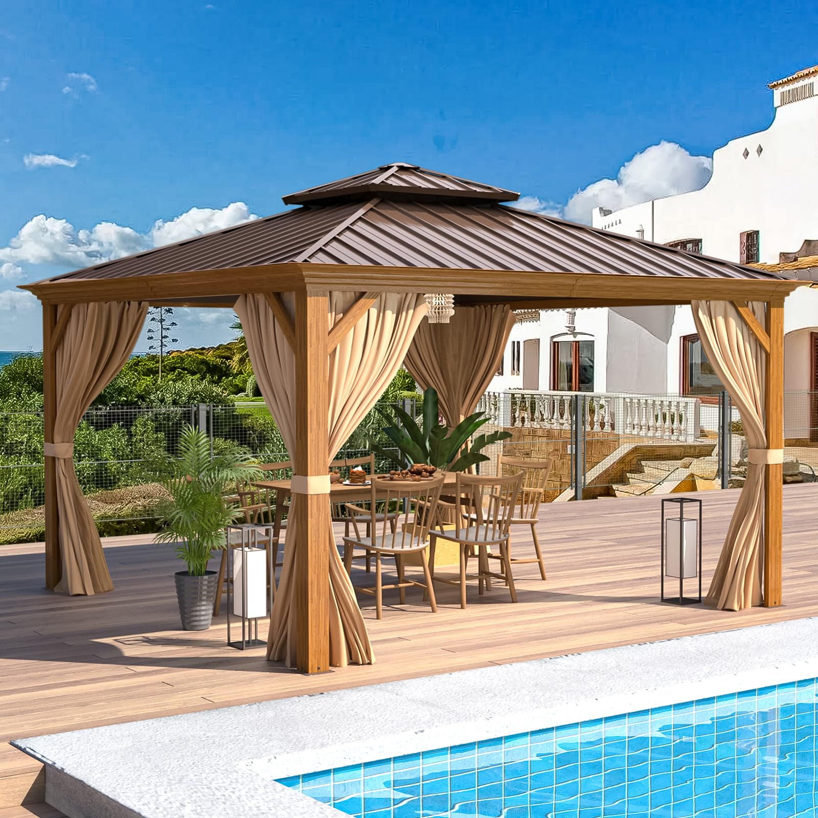 EROMMY 12x12 Hardtop Gazebo: Durable Resort Patio Pavilion - Walmart ...