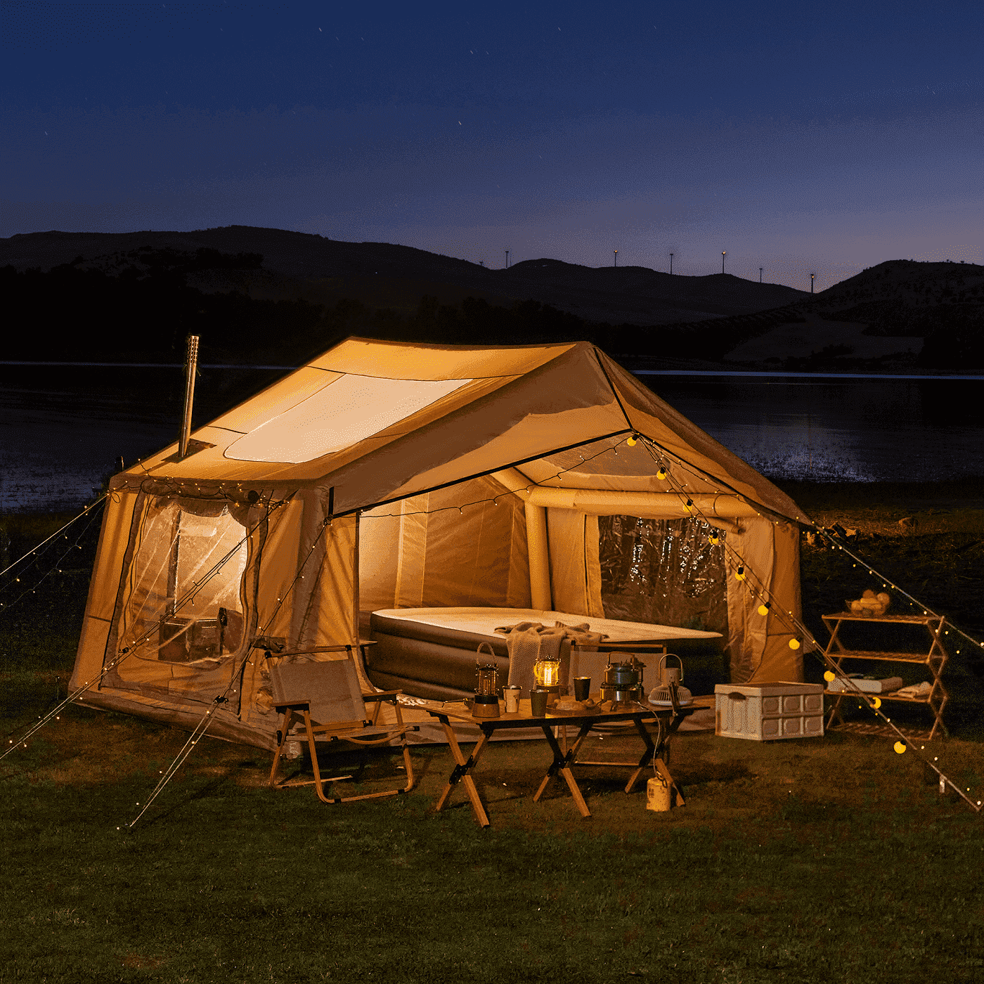 EROMMY 12'x8' Inflatable Tent, 96 SFT Blow Up Tent for Camping, 4 ...