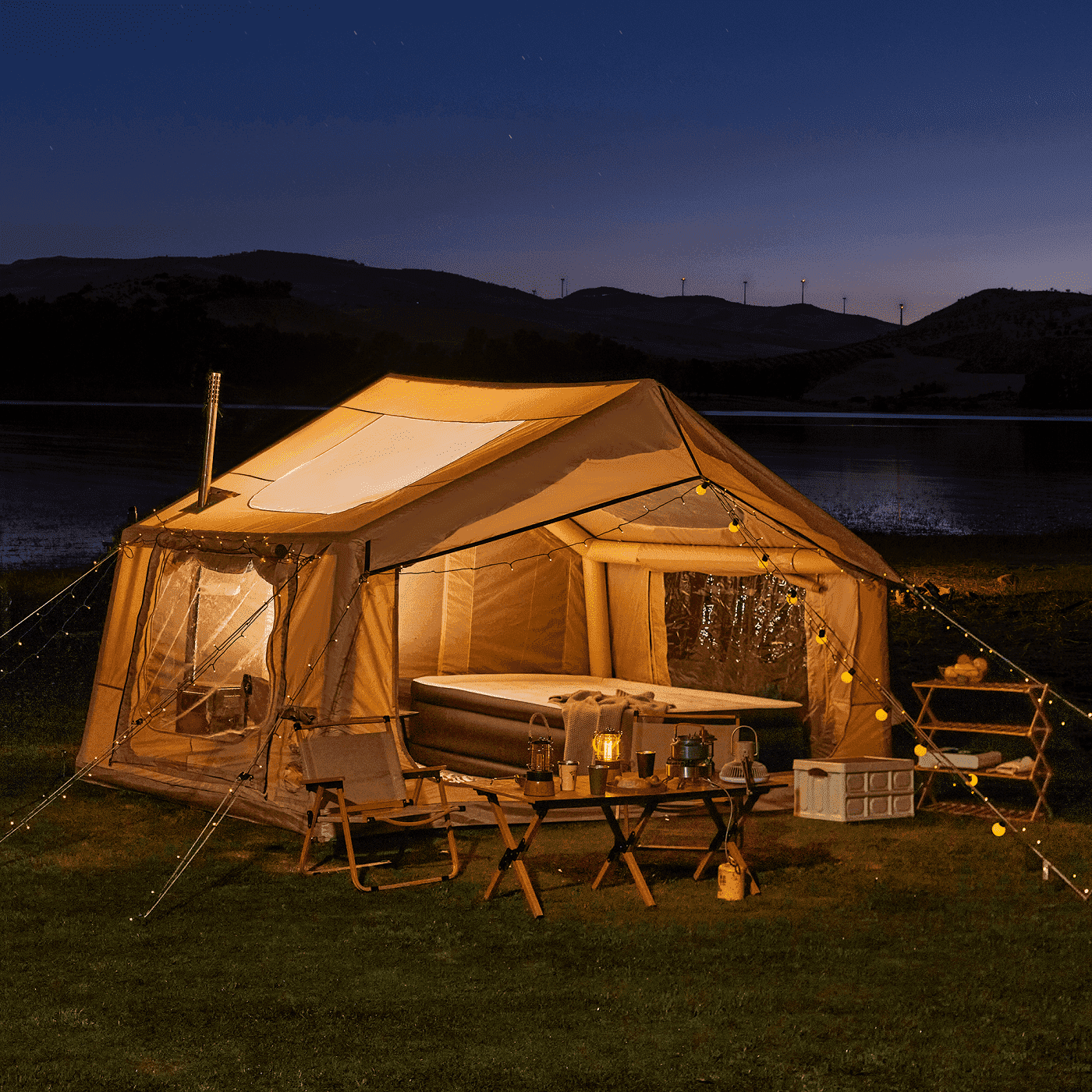 EROMMY 12'x8' Inflatable Tent, 96 SFT Blow Up Tent for Camping, 4 ...