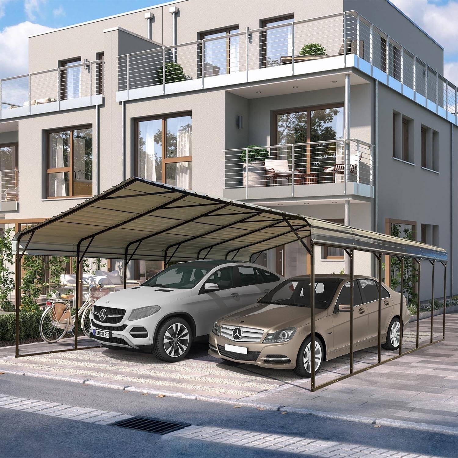 EROMMY 20x30ft Metal Carport, Heavy Duty Car Shelter with Galvanized ...