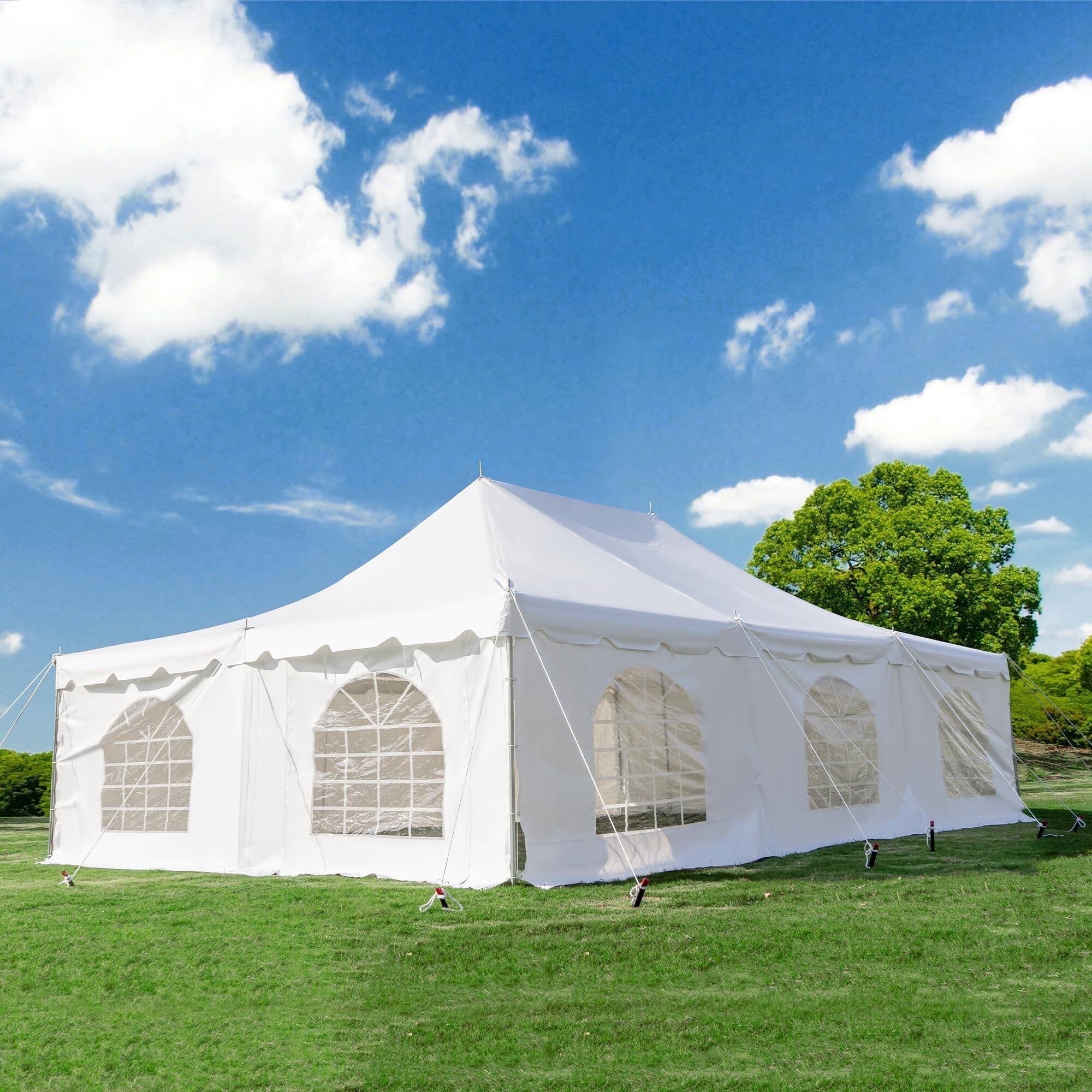 EROMMY 20x40ft Pole Party Tent with Sidewalls, 2 Doors, Carry Bags ...