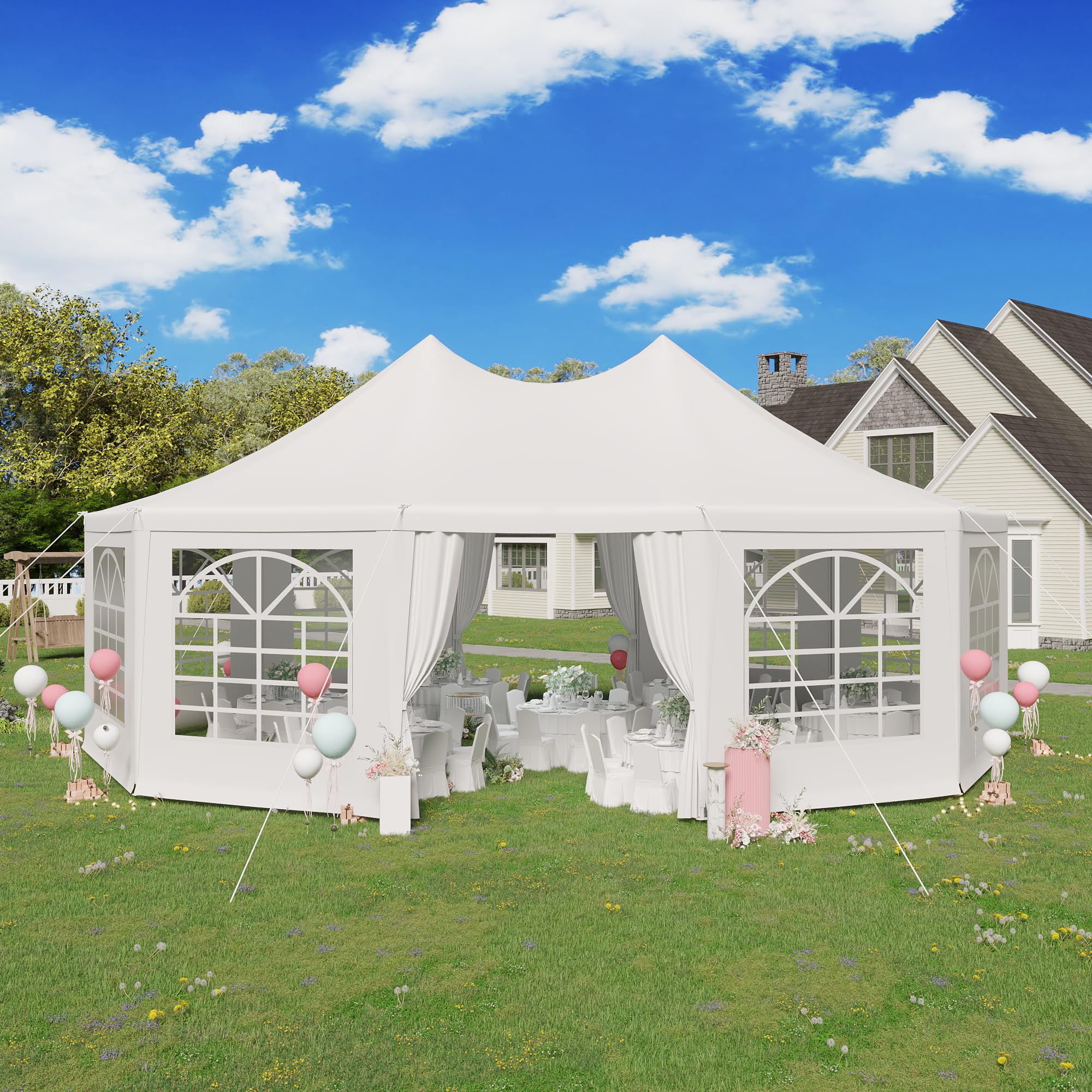 Erommy 26x19ft Party Tent,Heavy Duty WeddingTent with 8 Removable ...