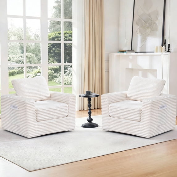 EROMMY 37.4" Boneless Swivel Accent Chair Set of 2,Oversized Detachable ...
