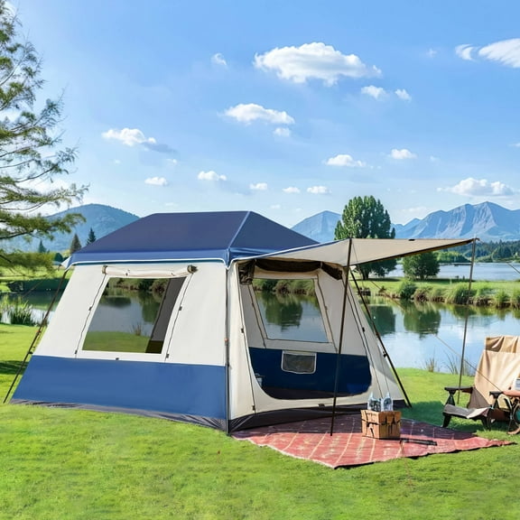 Instant Pop Up Camping Tent for 4-6 Person, 2 Mesh Windows & 2 Doors ...