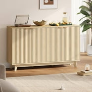 BOMETAO 47'' Sideboard Buffet Cabinet with 2 Sliding Tambour Doors, Mid Century Accent Console ...