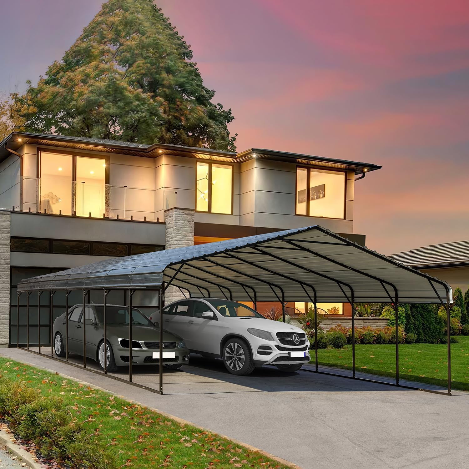 Erommy 20x40 FT Metal Carport, Heavy Duty Steel Carport with Galvanized ...