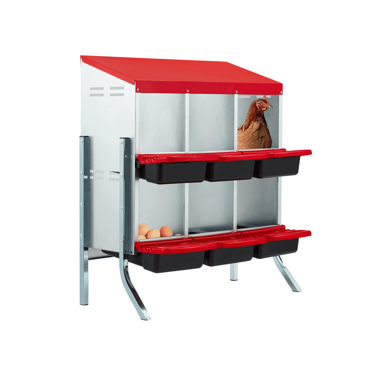 EROMMY Chicken Nesting Box, 6 Compartment Metal Chicken Laying Box ...