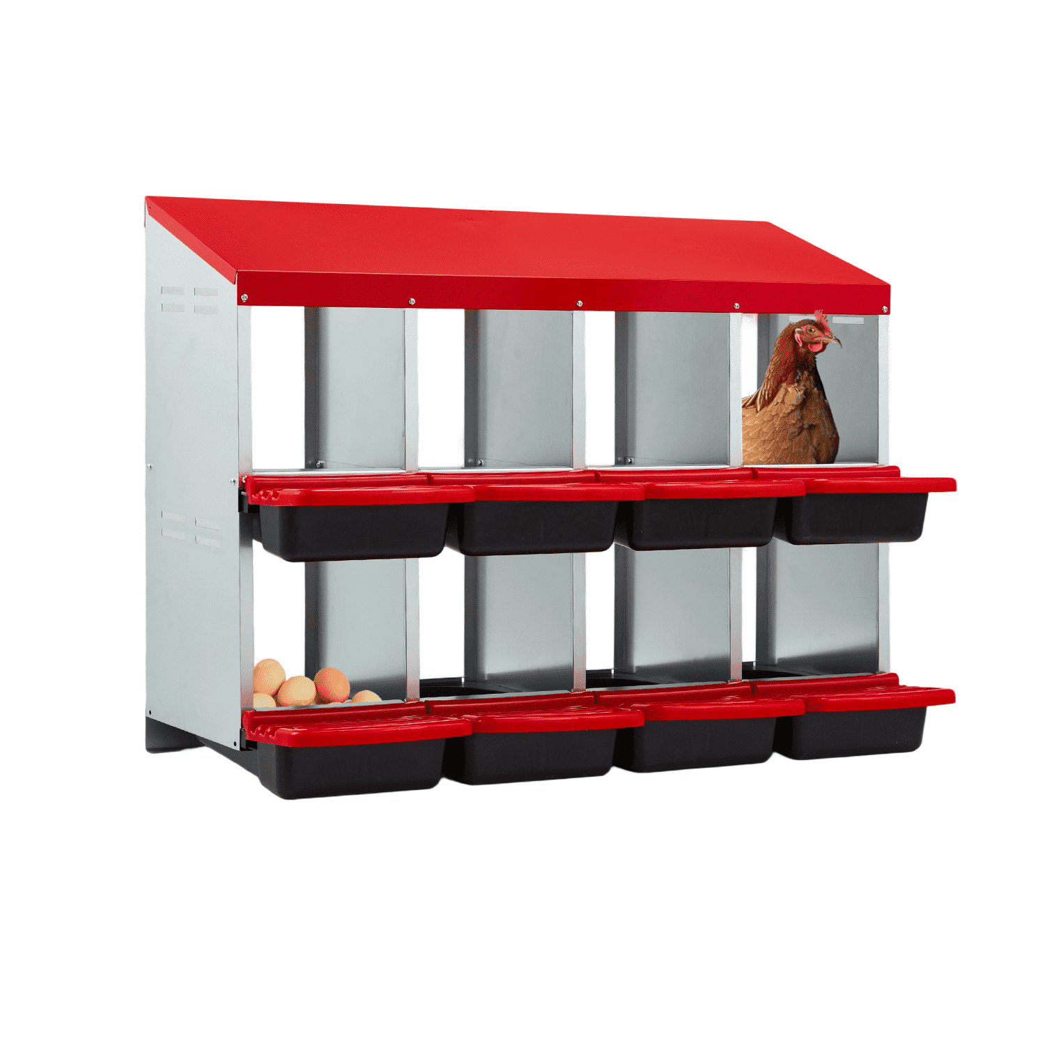 EROMMY Chicken Nesting Box, 8 Compartment Metal Chicken Laying Box ...
