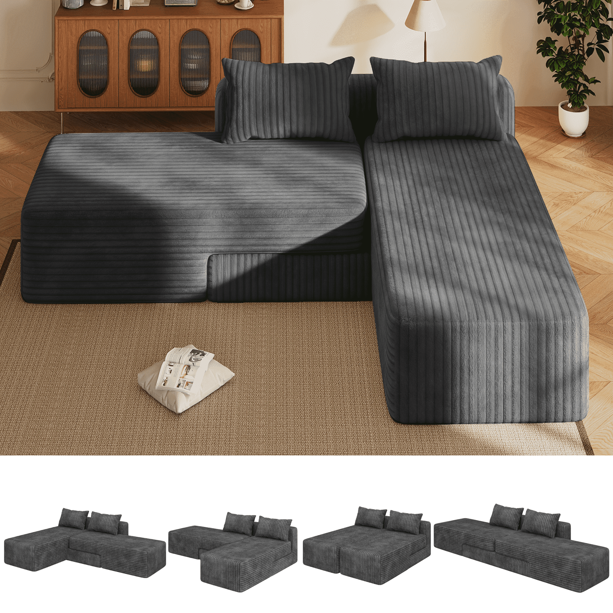 EROMMY Convertible Boneless Couch, 4 in 1 Flexible Cloud Couch ...