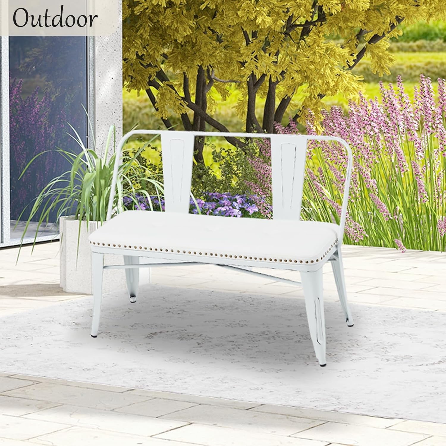 EROMMY Dining Bench, Entryway Bench, Bedroom Bench, Farmhouse Metal ...