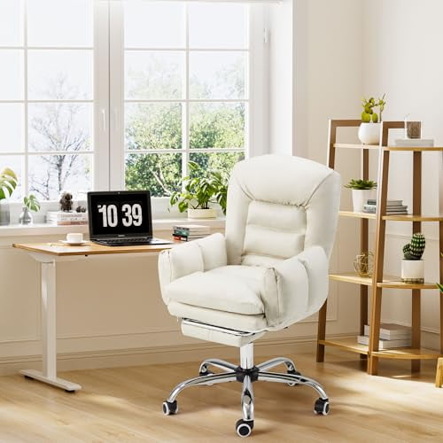 EROMMY Ergonomic Office Chair with Footrest, Comfy Desk Chair with Foot ...
