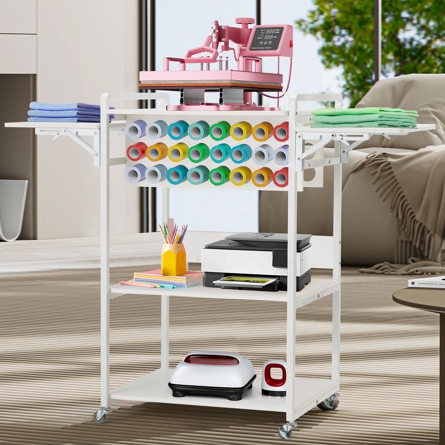 Erommy Crafit Craft Cart Table, Foldable Heat Press Table, Cricut ...