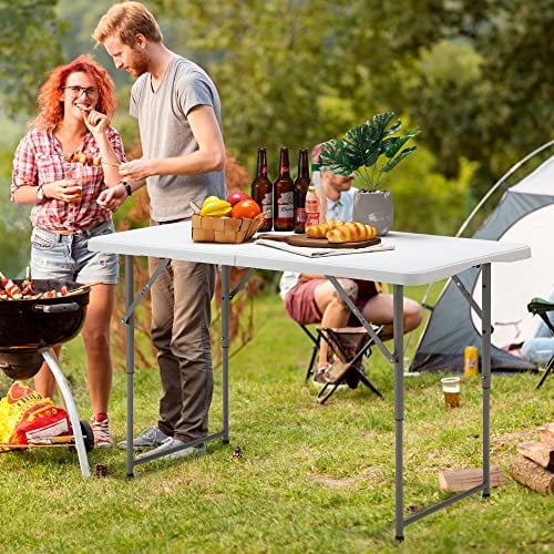 EROMMY Folding Picnic Table, 4ft Portable Plastic Folding Table with ...