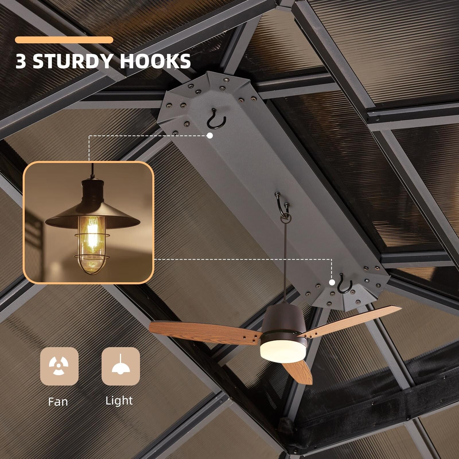 EROMMY Outdoor Double Roof Permanent Hardtop Gazebo Pergola with Prime ...